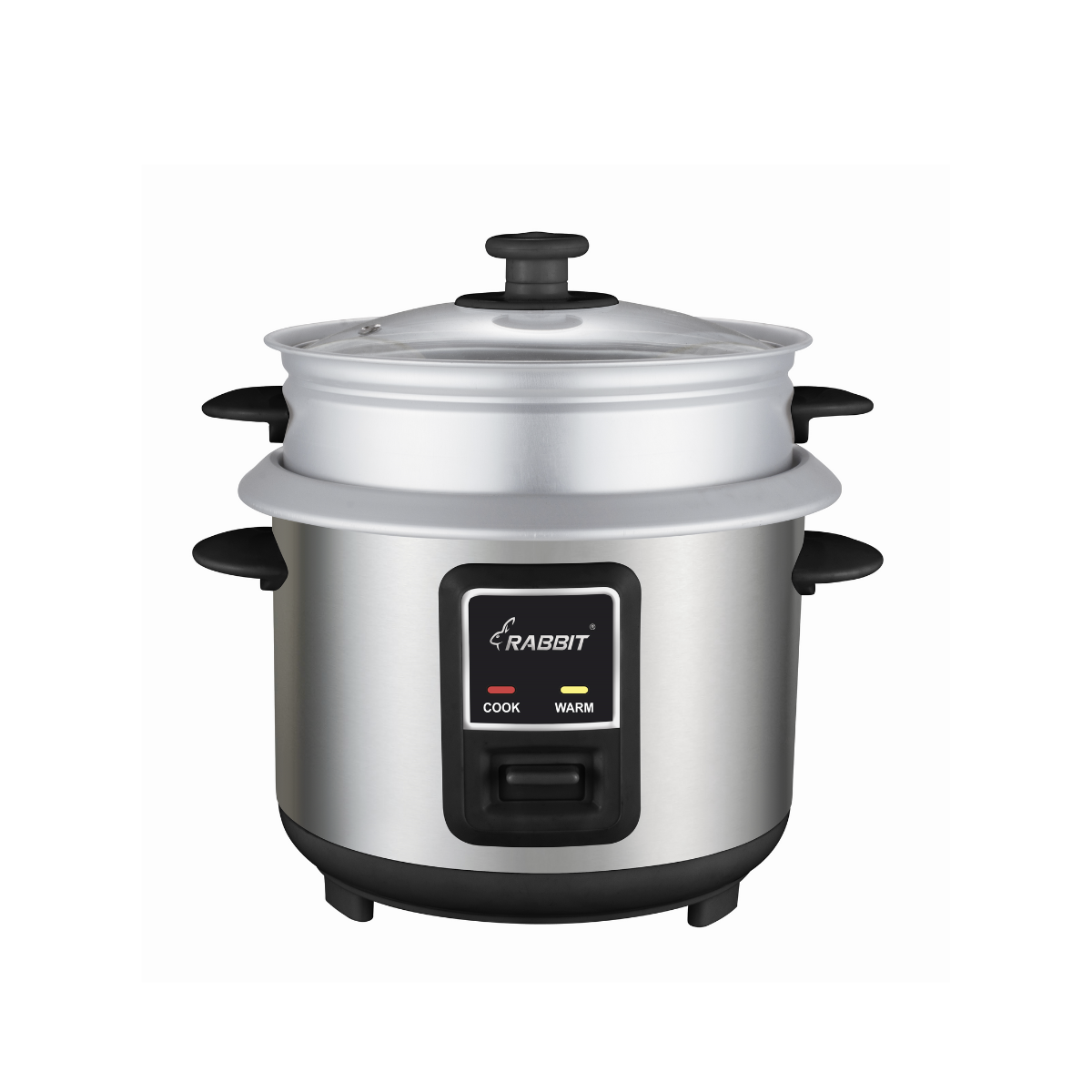 Rabbit 1.5L Glass Lid with Steamer Rice Cooker (Silver) l Mang Kosme